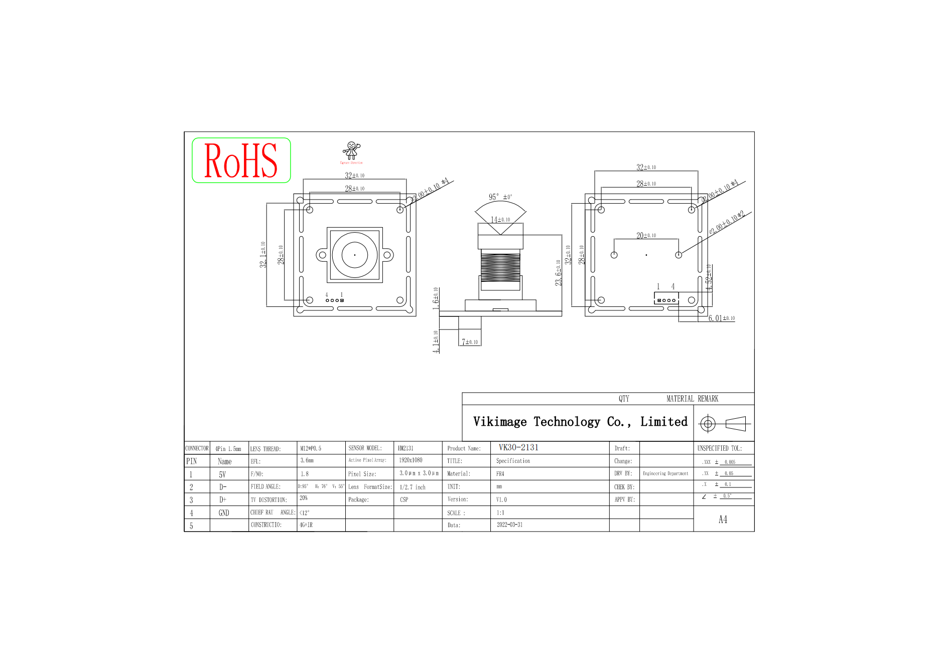 2MP USB2.0 Camera Module – Vikimage Camera Module